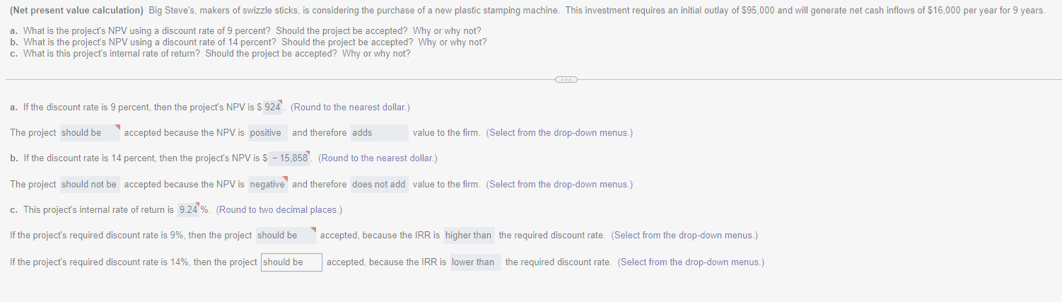 Solved FIN-320(Net present value ﻿calculation) Big | Chegg.com
