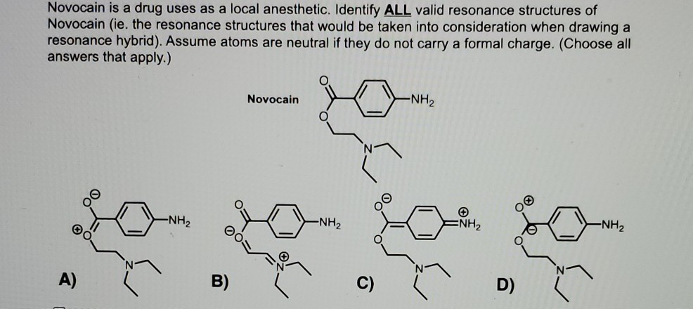 Solved Novocain is a drug used as a local anesthetic. | Chegg.com