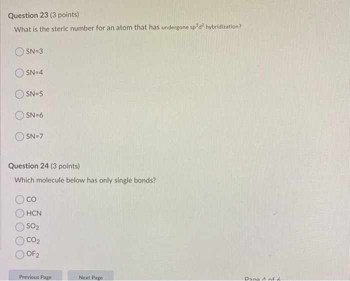 Solved Question 19 (3 points) What hybridization is needed | Chegg.com