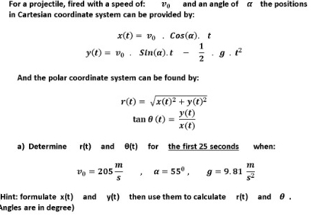 Solved For a projectile, fired with a speed of: ,v0 ﻿and an | Chegg.com