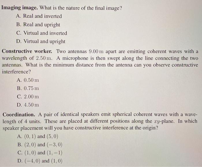 Solved Imaging image. What is the nature of the final image? | Chegg.com