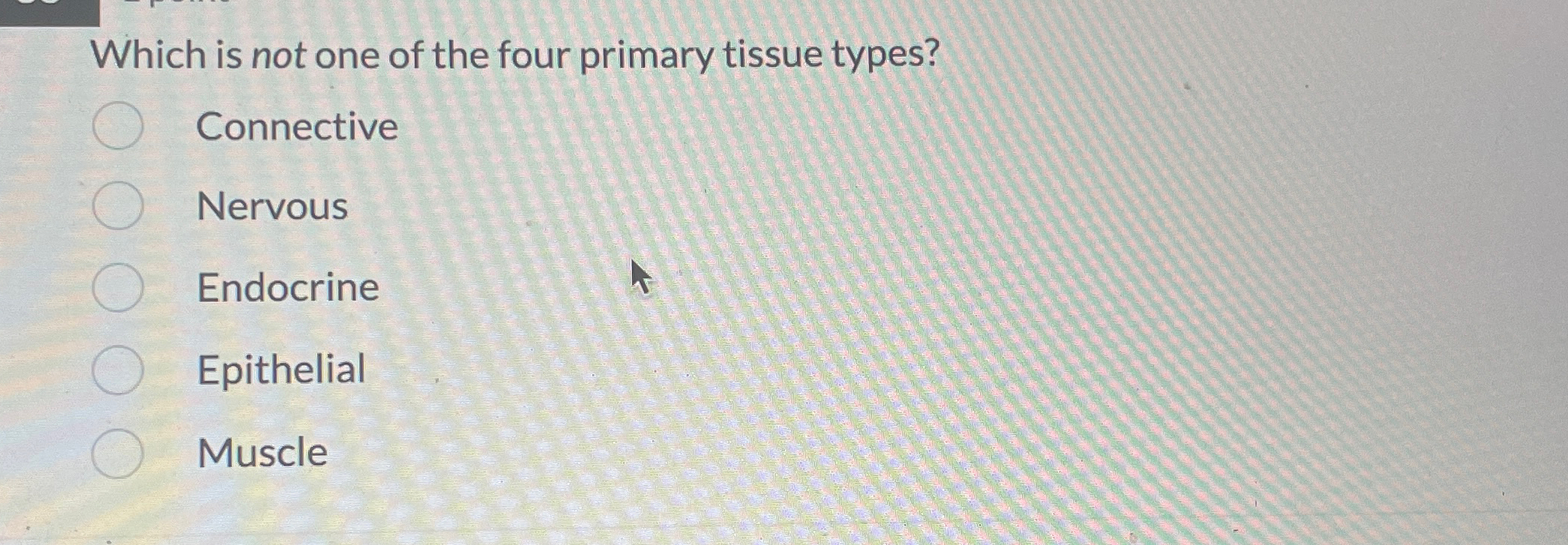 Solved Which is not one of the four primary tissue | Chegg.com