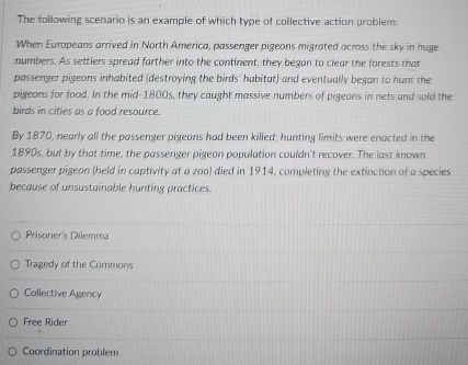 Solved The following scenario is an example of which type of | Chegg.com