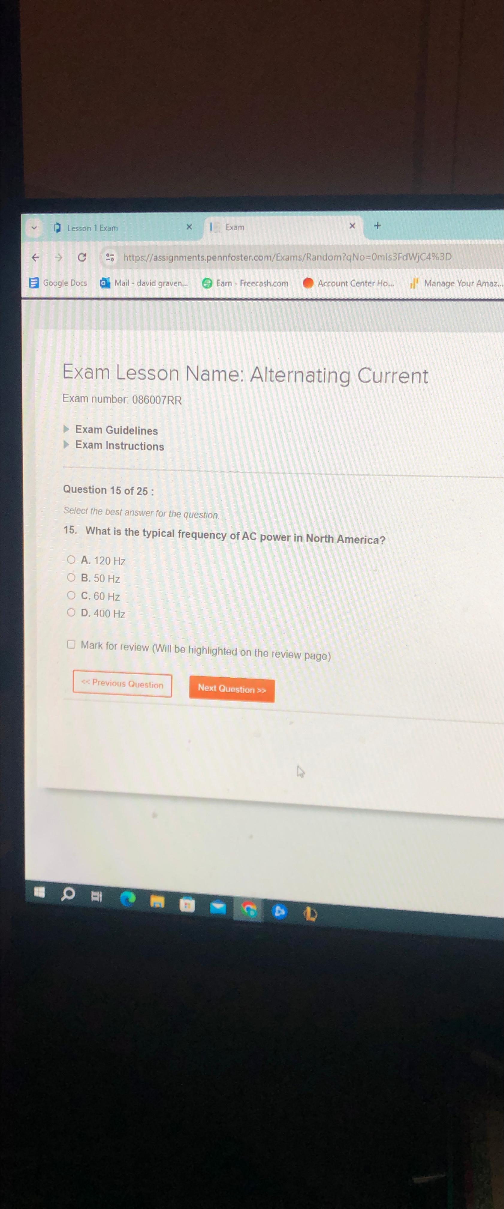 Solved Exam Lesson Name: Alternating CurrentExam number: | Chegg.com