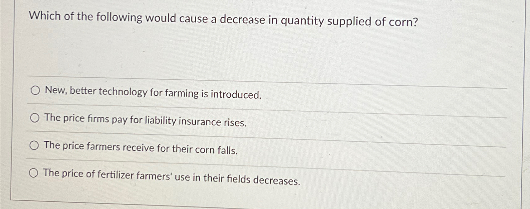 Solved Which of the following would cause a decrease in | Chegg.com