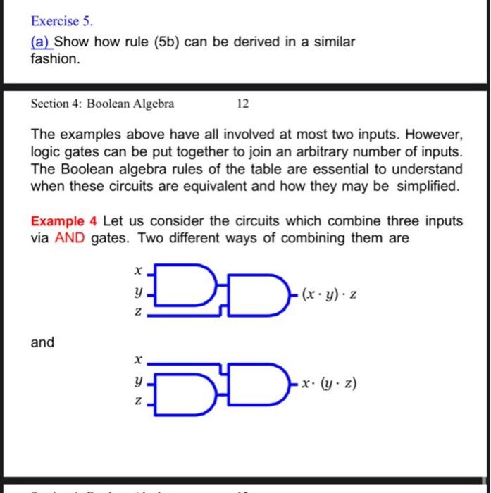 Solved Exercise 5. (a) Show how rule (5b) can be derived in | Chegg.com