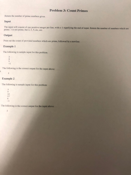 Solved Problem 3: Count Primes Return the number of prime | Chegg.com