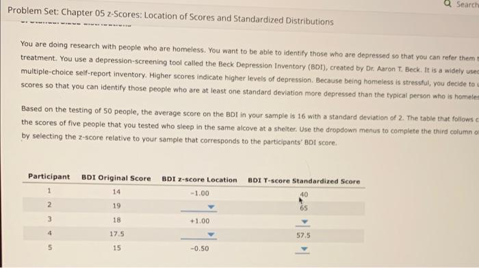 Solved Q Search Problem Set: Chapter 05 z-Scores: Location | Chegg.com