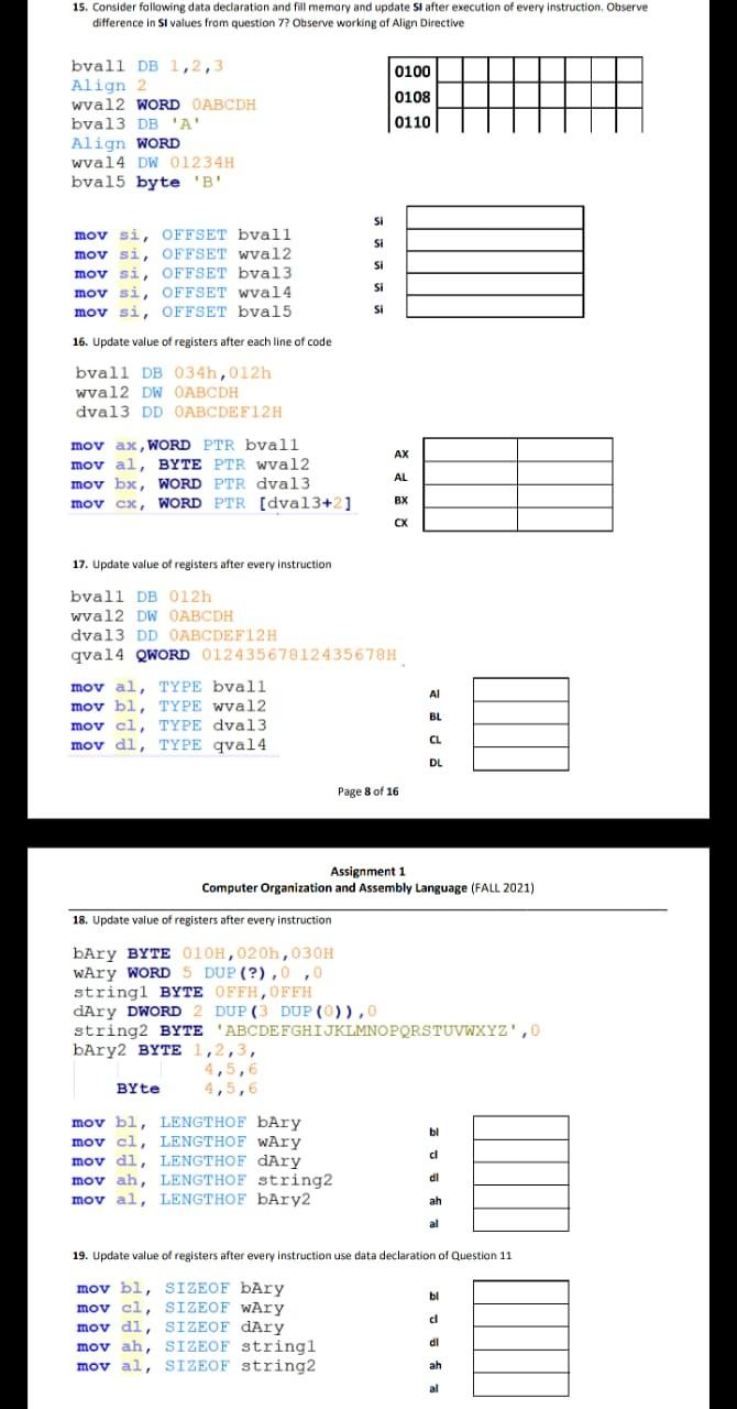 15. Consider follawing data declaration and fill | Chegg.com 15. Consider follawing data declaration and fill | Chegg.com