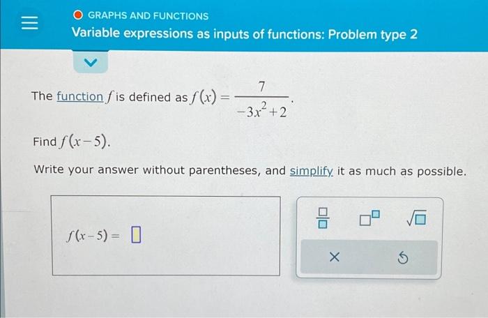 Solved function f is defined as f(x)=−3x2+27 f(x−5) e your | Chegg.com