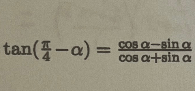 Solved Verify the identity tan(π4-α)=cosα-sinαcosα+sinα | Chegg.com