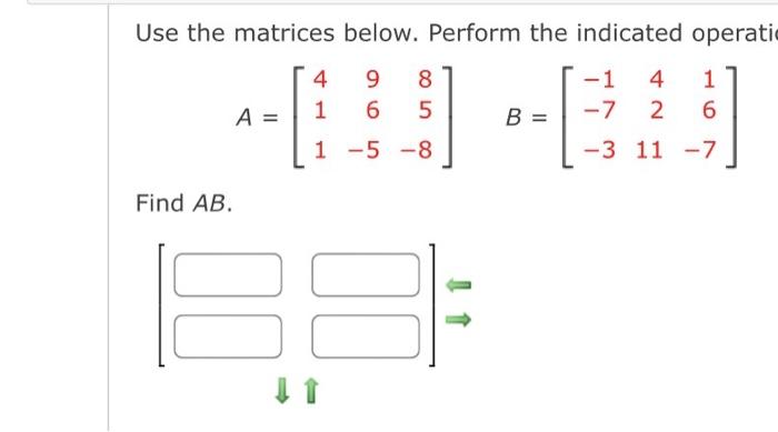 Solved Use the matrices below. Perform the indicated | Chegg.com