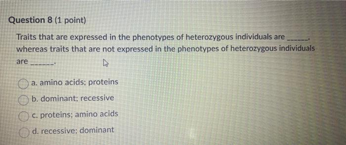 Solved Traits that are expressed in the phenotypes of | Chegg.com