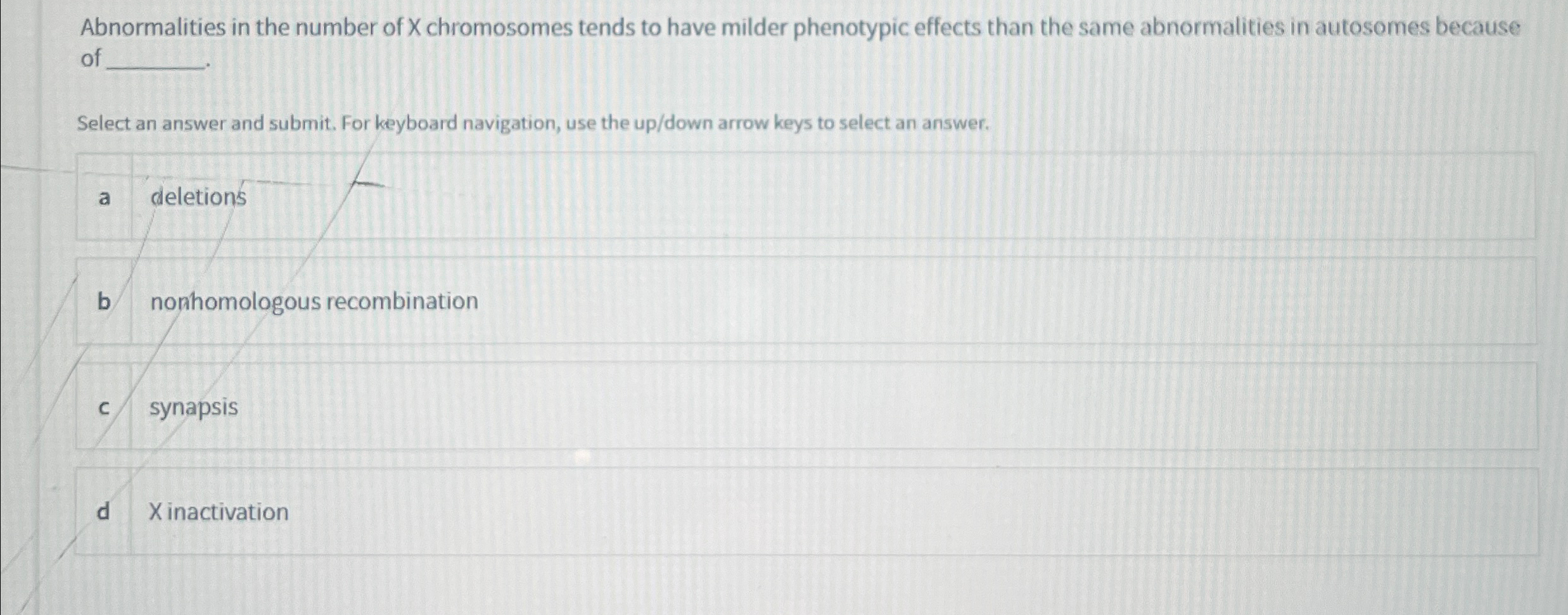 Solved Abnormalities in the number of x ﻿chromosomes tends | Chegg.com