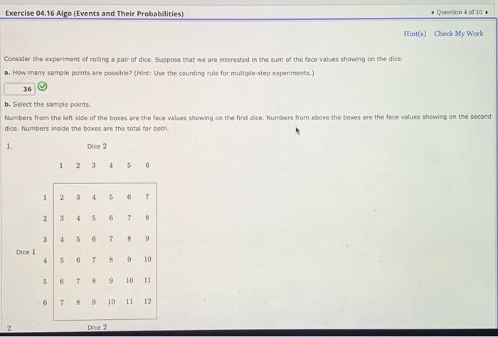 Solved Consider the experiment of rolling a pair of dice. | Chegg.com