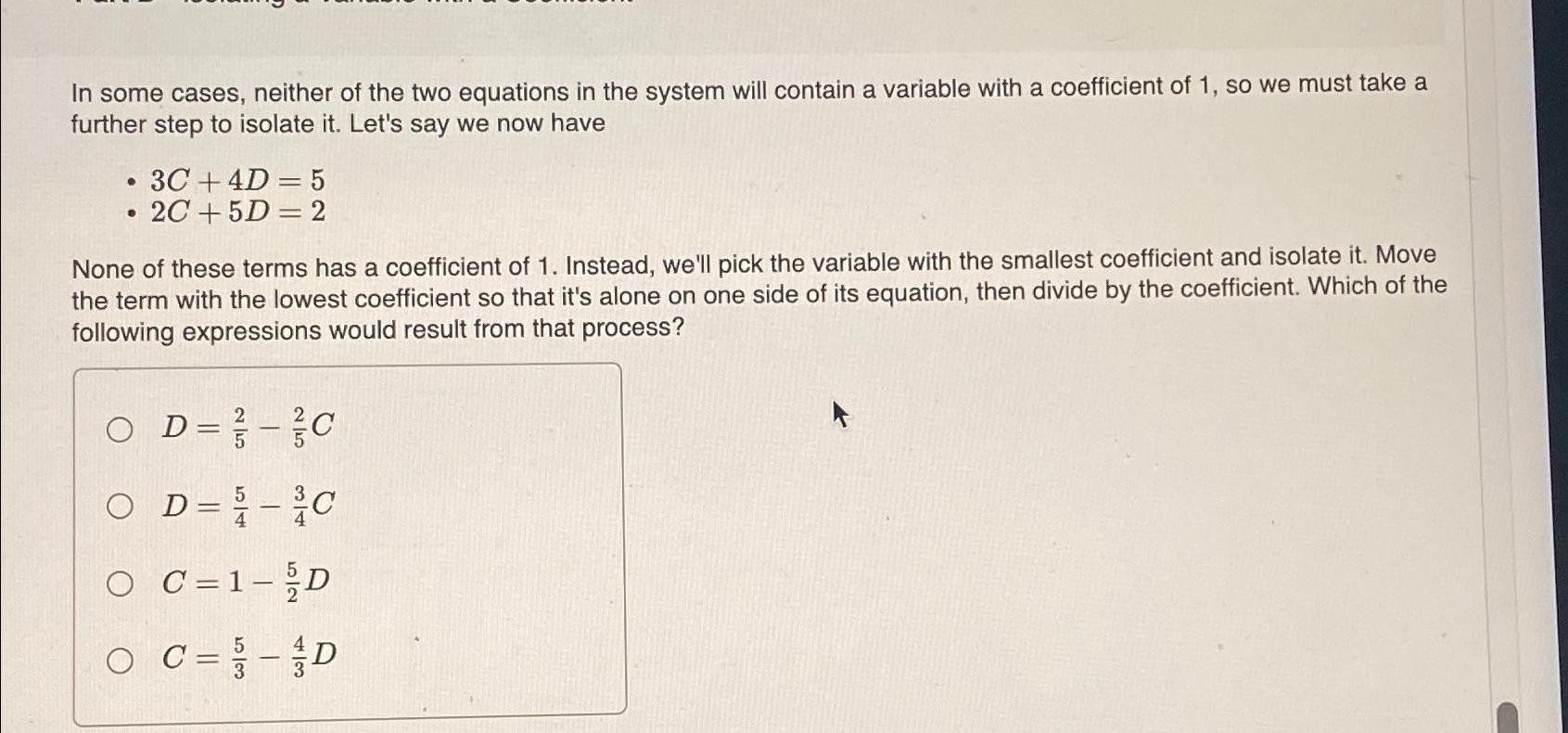 Solved In some cases, neither of the two equations in the | Chegg.com
