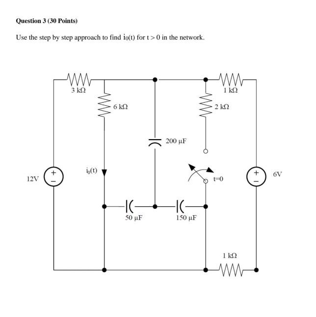 Solved Use the step by step approach to find i0(t) for t>0 | Chegg.com