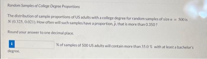Solved Random Samples of College Degree Proportions The | Chegg.com