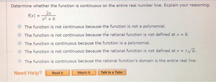 Solved Determine whether the function is continuous on the | Chegg.com