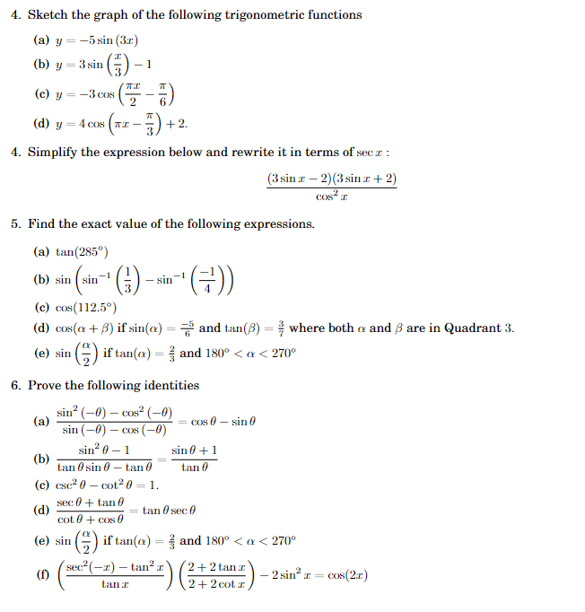 Solved Sketch the graph of the following trigonometric | Chegg.com