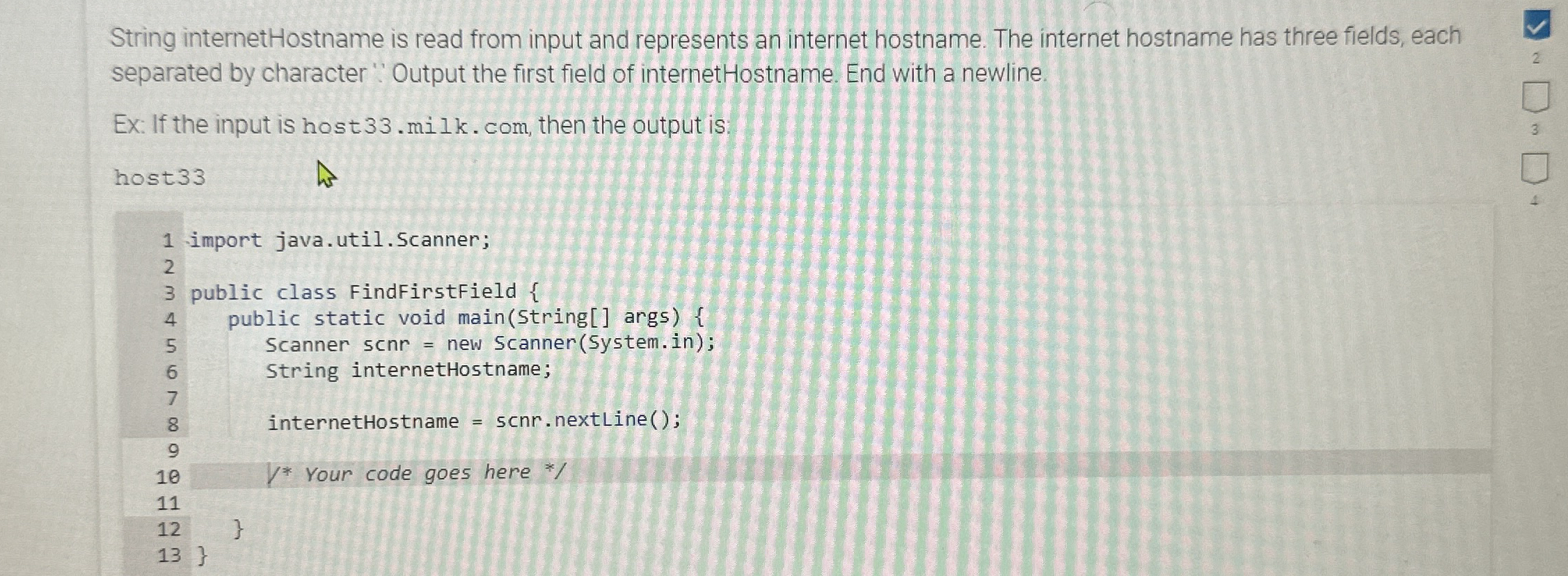 Solved String internetHostname is read from input and | Chegg.com