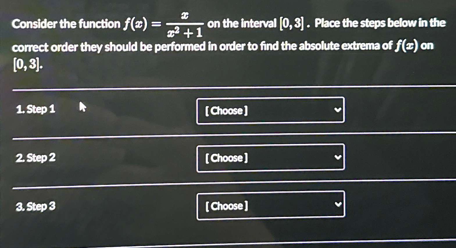 Solved Consider the function f(x)=xx2+1 ﻿on the interval | Chegg.com