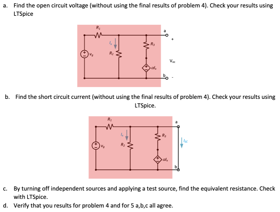 Solved a. ﻿Find the open circuit voltage (without using the | Chegg.com