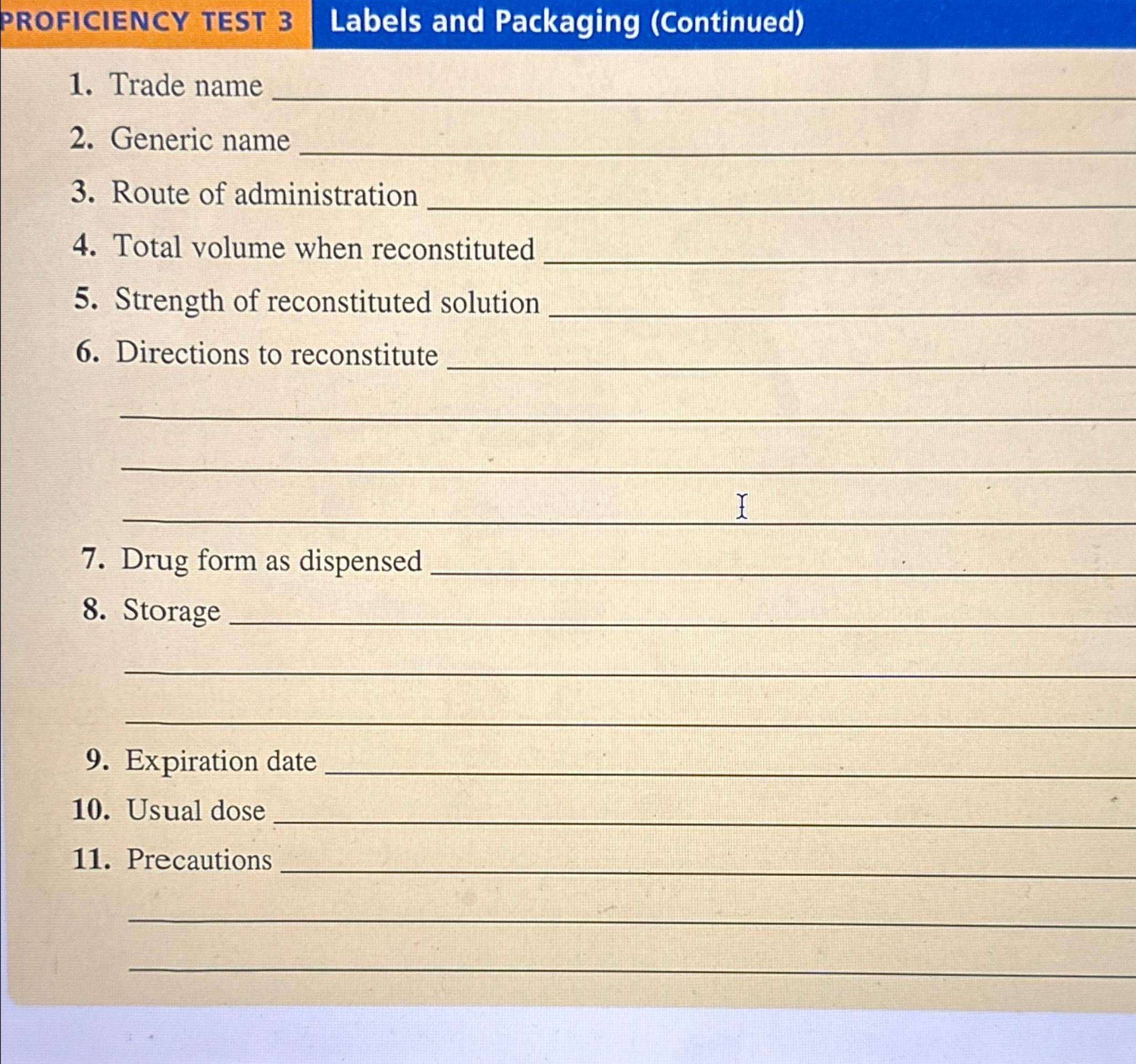 Solved PROFICIENCY TEST 3Labels and Packaging | Chegg.com