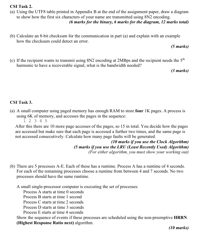 Solved CSI Task 2.(a) ﻿Using the UTF8 ﻿table printed in | Chegg.com