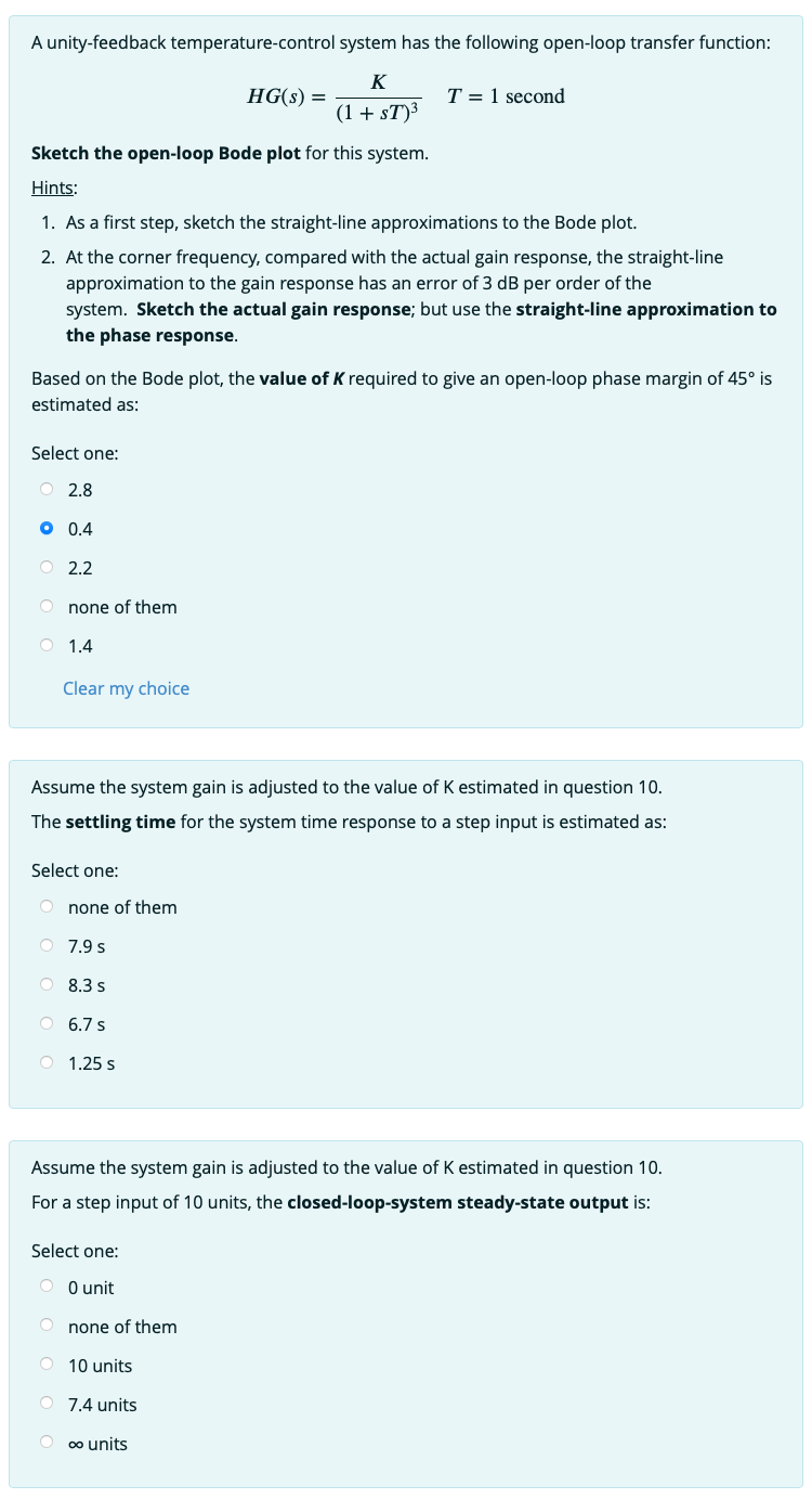 Solved A unity-feedback temperature-control system has the | Chegg.com