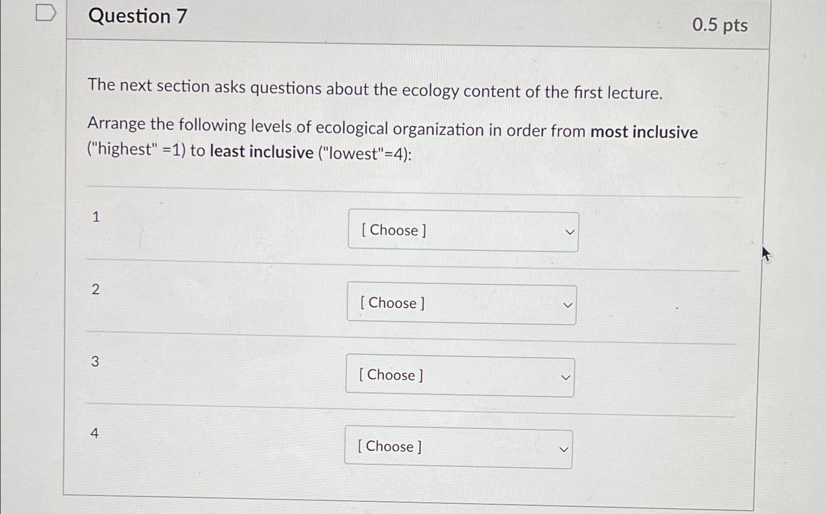 Solved Question 70.5ptsThe next section asks questions about | Chegg.com