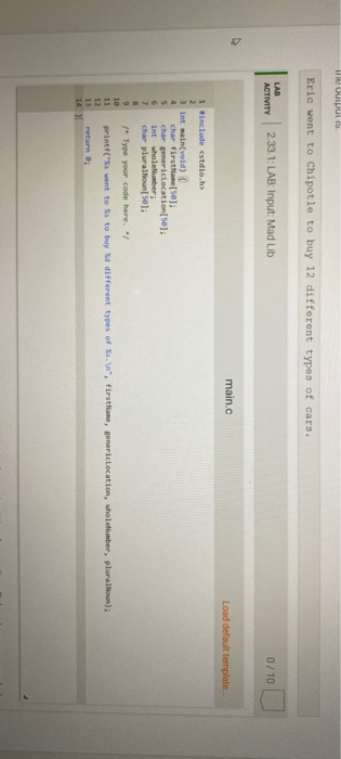 Solved: 2.33 LAB: Input: Mad Lib Mad Libs Are Activities T... | Chegg.com