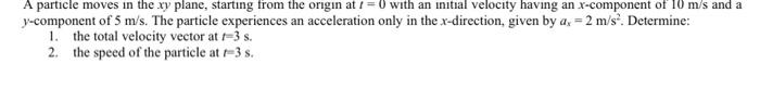Solved A particle moves in the xy plane, starting from the | Chegg.com