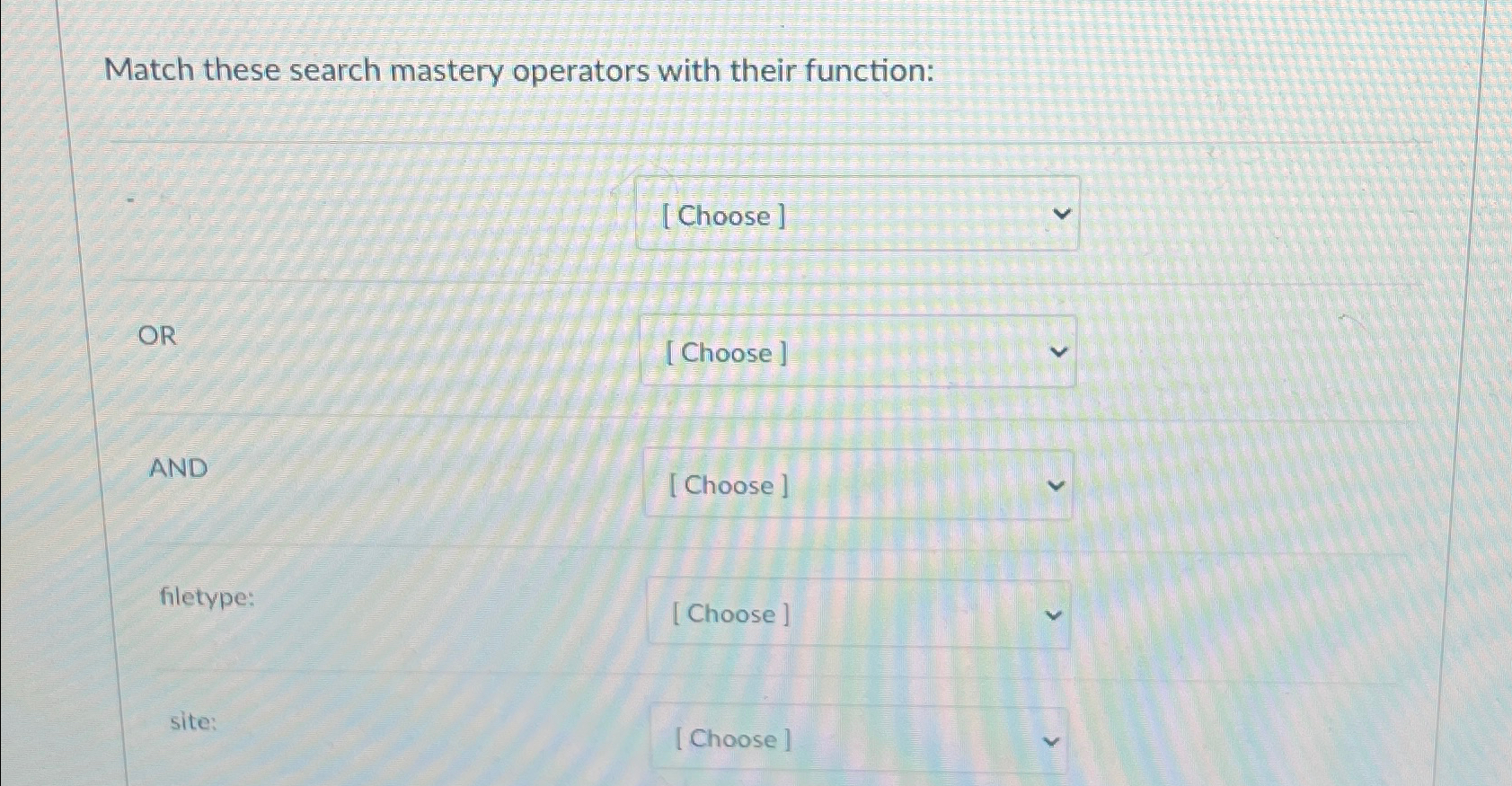 Solved Match these search mastery operators with their | Chegg.com