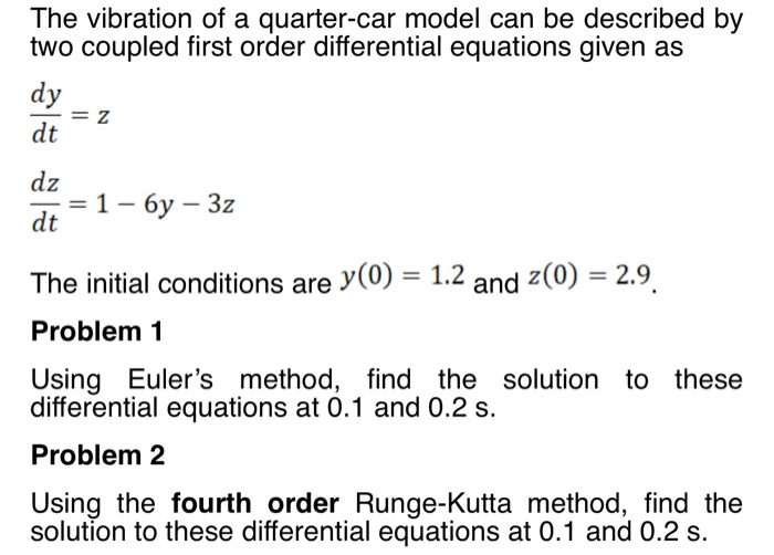Solved The vibration of a quarter-car model can be described | Chegg.com