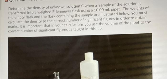 Solved Determine the density of unknown solution C when a | Chegg.com