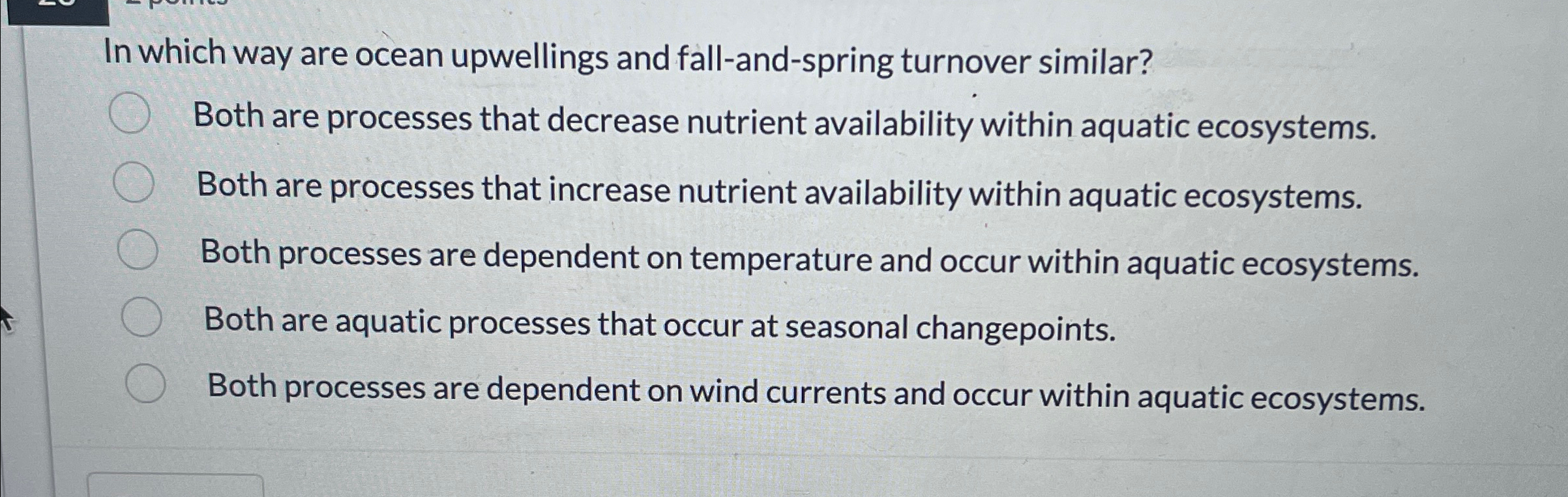 Solved In which way are ocean upwellings and fall-and-spring | Chegg.com