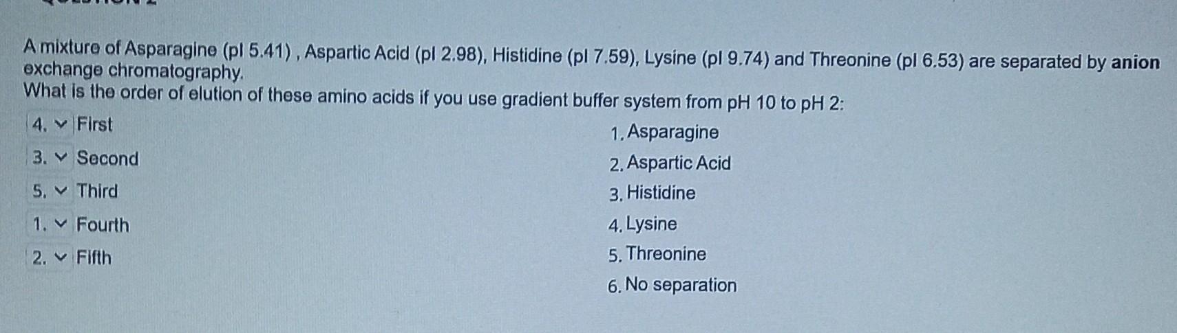 Solved A mixture of Asparagine (pl 5.41) , Aspartic Acid (pl | Chegg.com