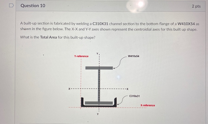 Solved Question 10 2 pts A built-up section is fabricated by | Chegg.com