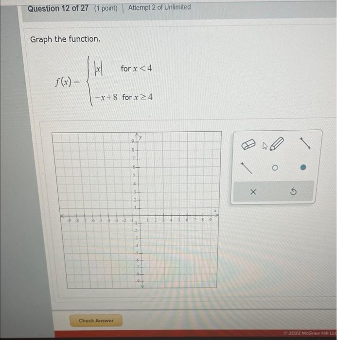 Solved Graph The Function F X {∣x∣−x 8 For X