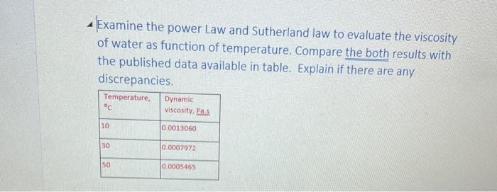 Solved Examine the power Law and Sutherland law to evaluate | Chegg.com