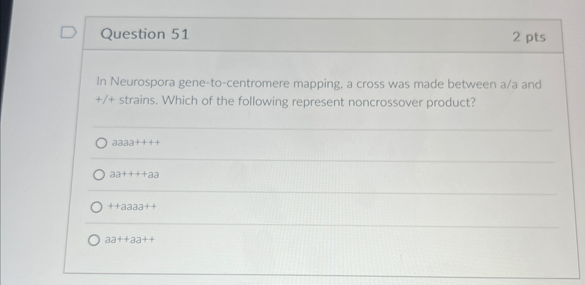 Solved Question 512 ﻿ptsIn Neurospora gene-to-centromere | Chegg.com