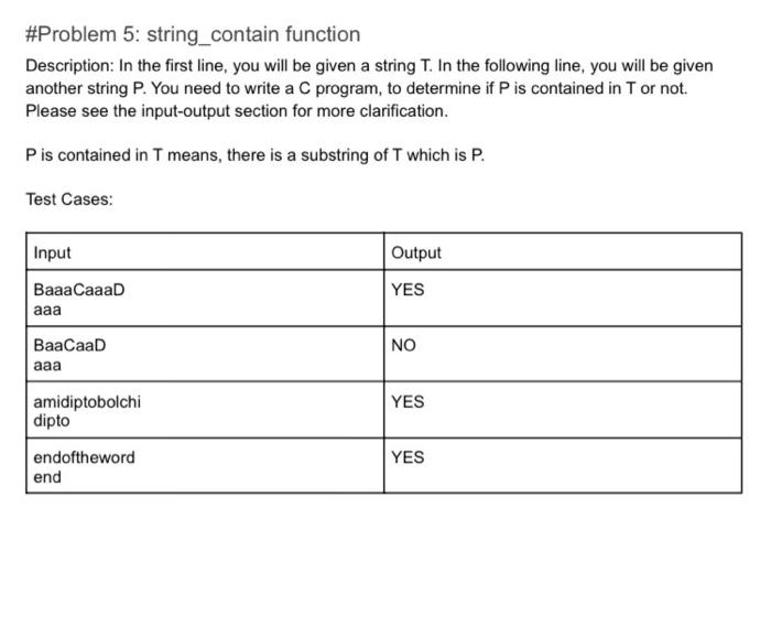 Solved #Problem 5: string_contain function Description: In | Chegg.com