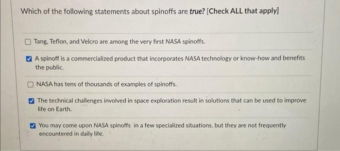 Solved Which of the following statements about spinoffs are | Chegg.com