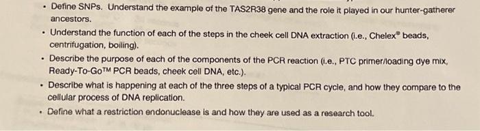 Solved - Define SNPs. Understand the example of the TAS2R38 | Chegg.com