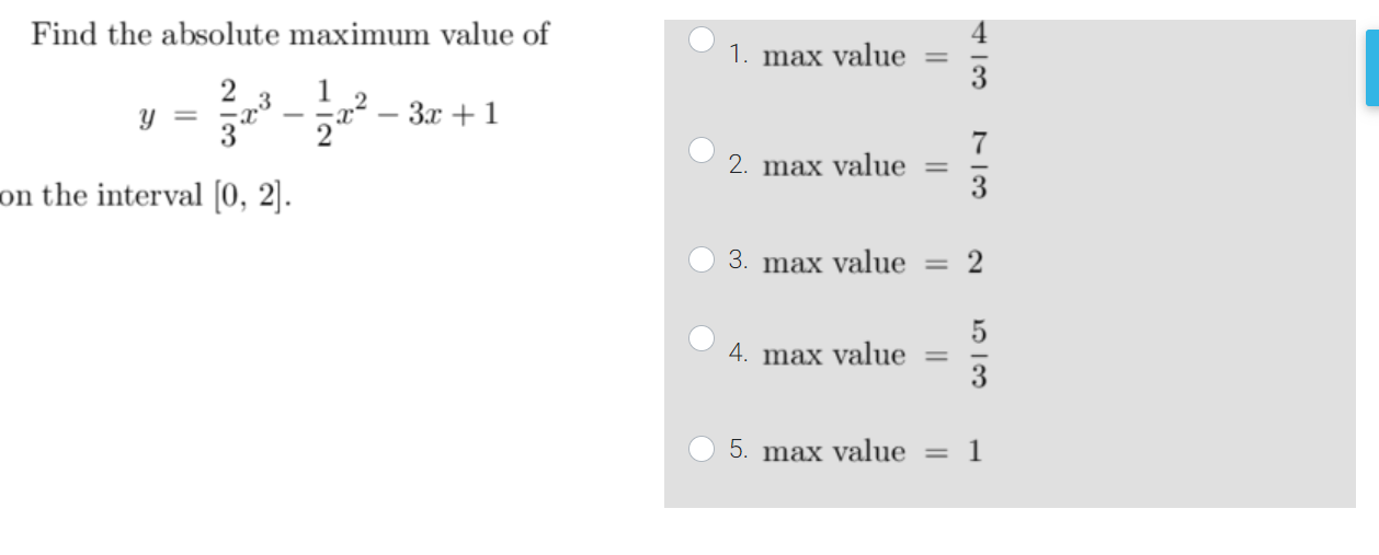 Solved Find the absolute maximum value of | Chegg.com