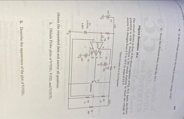 Solved Part 4. Computer Exerclsos PSpice Simelation 34-1 The | Chegg.com