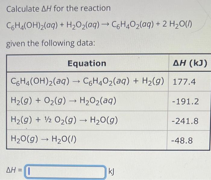 Solved Calculate ΔH for the reaction | Chegg.com