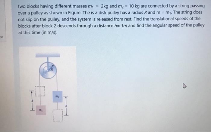Solved Two blocks having different masses m1 = 2kg and m2 = | Chegg.com