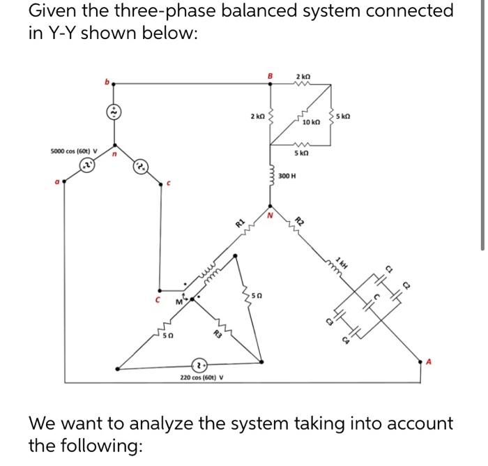 Solved Given the three-phase balanced system connected in | Chegg.com